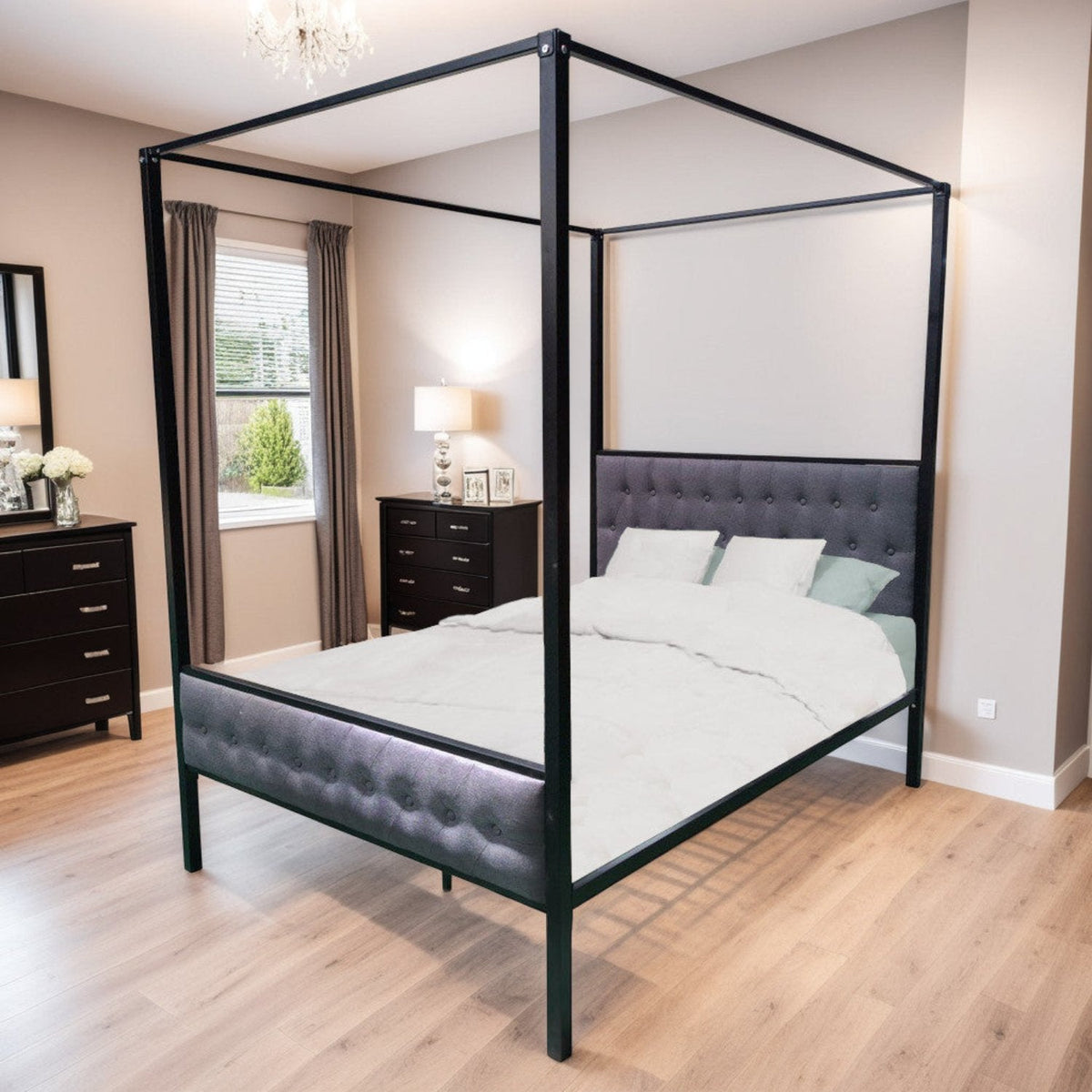Sydney Double 4 Poster Black Metal Bed Frame – Beds4Us